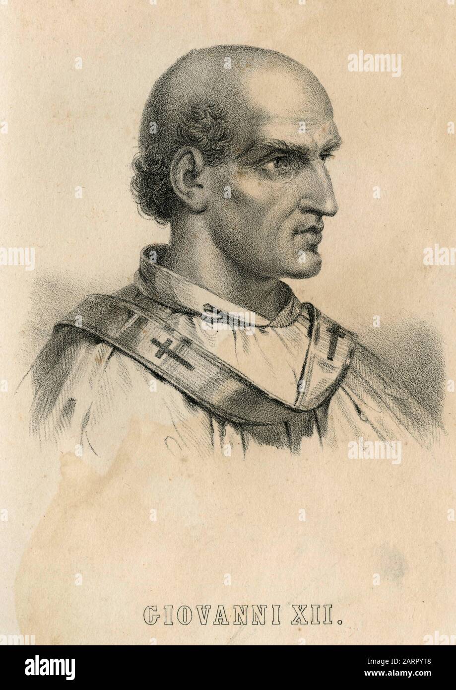 Portrait of Pope John XII, lithograph 1850s Stock Photo - Alamy