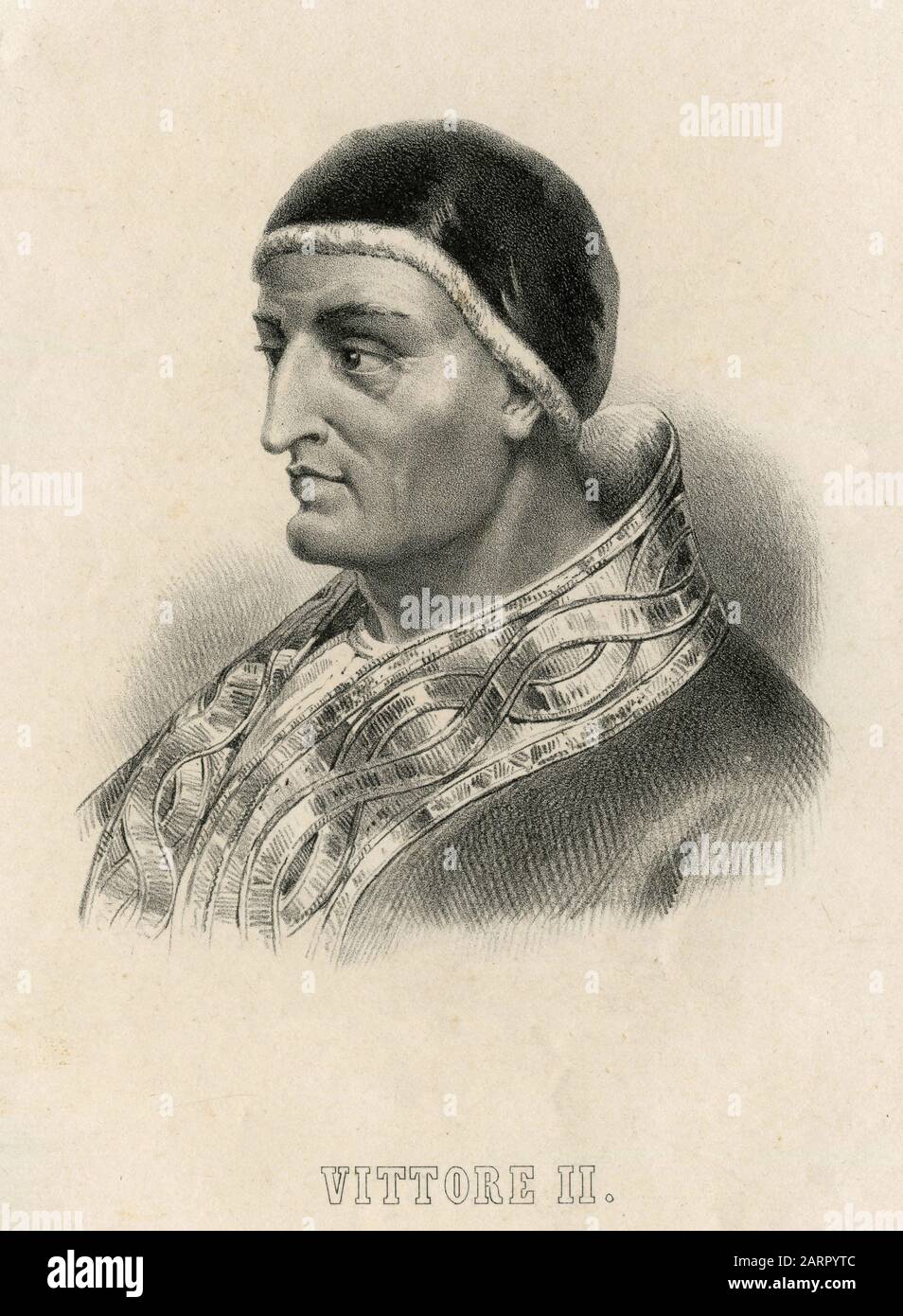 Portrait of Pope Victor II, lithograph 1850s Stock Photo - Alamy