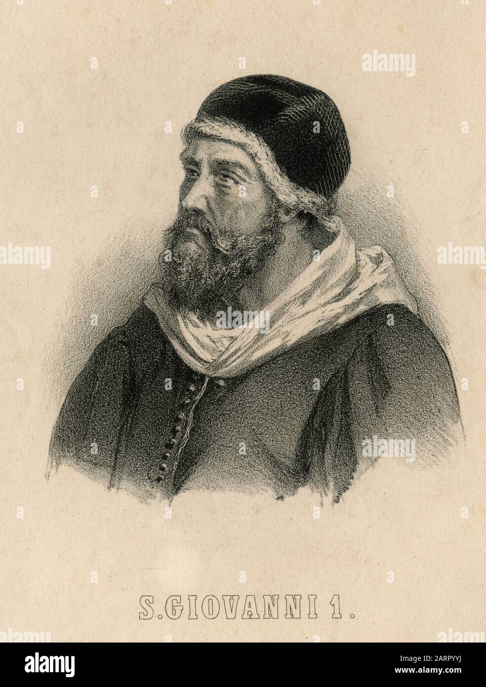 Portrait of Pope Saint John I, lithograph 1850s Stock Photo - Alamy