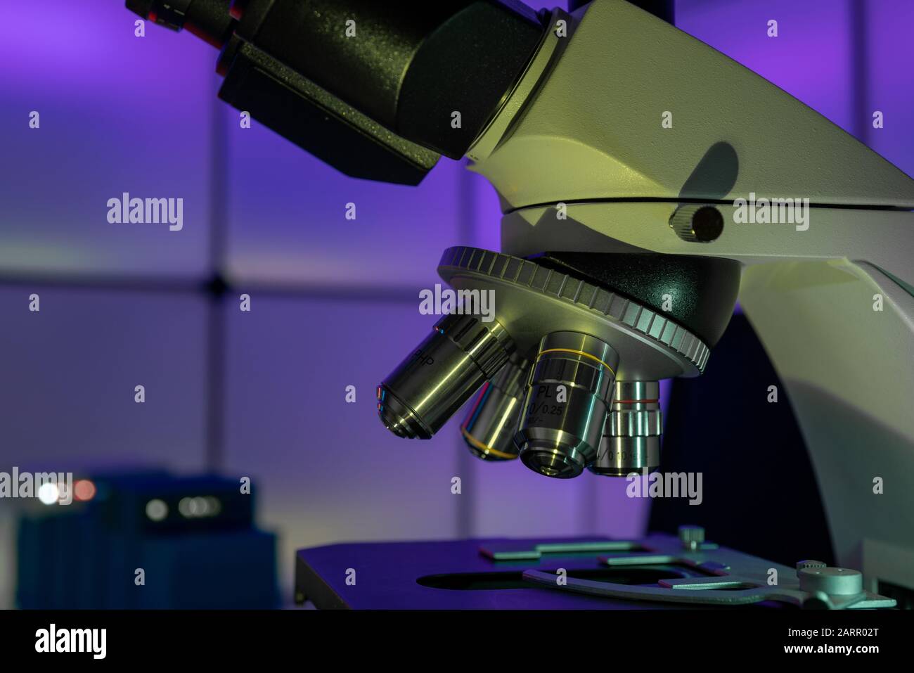 microbiological laboratory microscope in laboratory interior Stock ...