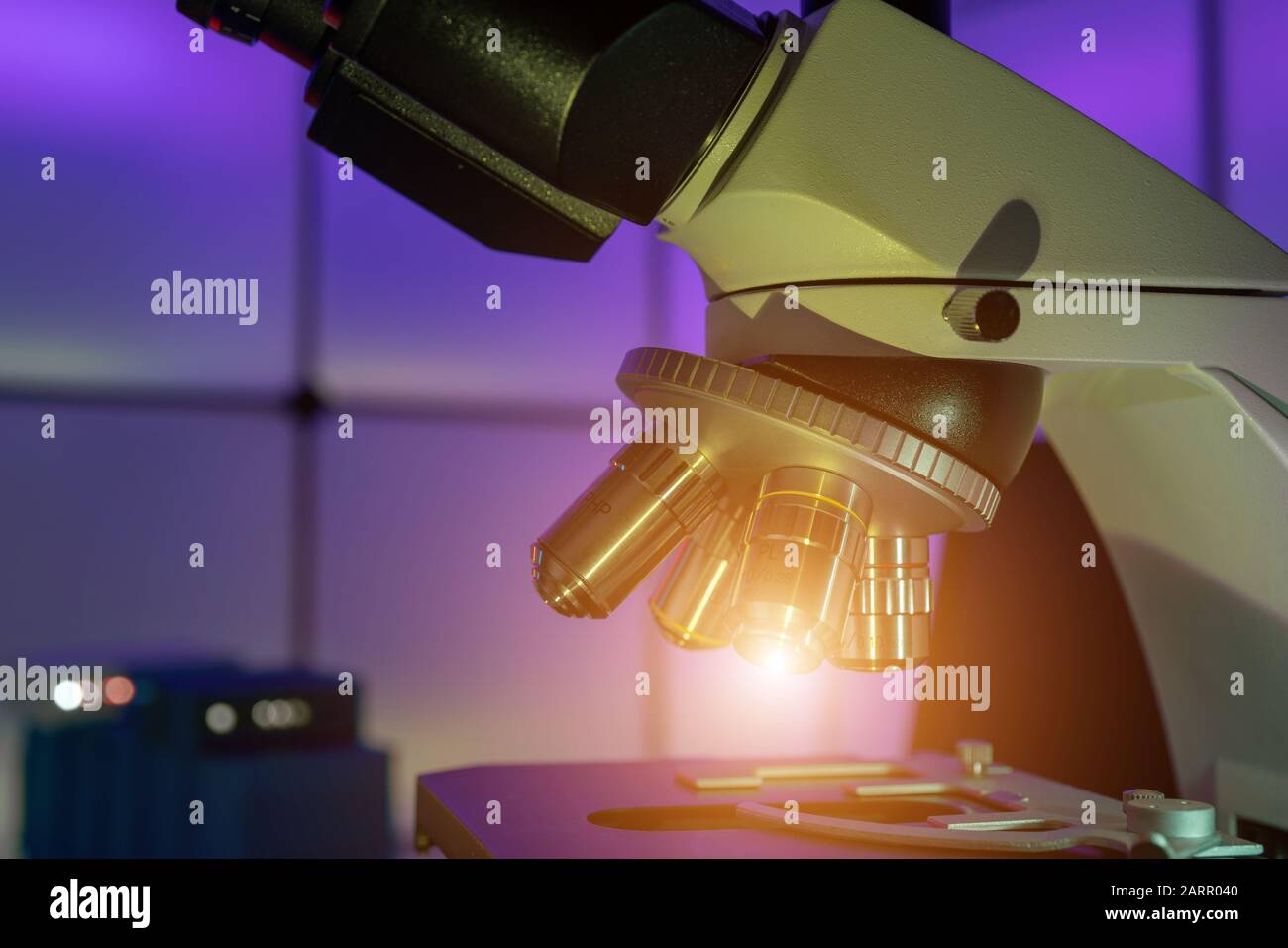 microbiological laboratory microscope in laboratory interior Stock ...