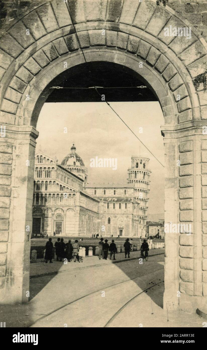 View of Pisa and the leaning tower, Italy 1930s Stock Photo - Alamy