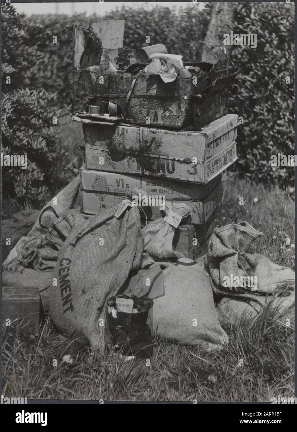 War, liberation and capitulation II Boxes and bags of food coming from ...