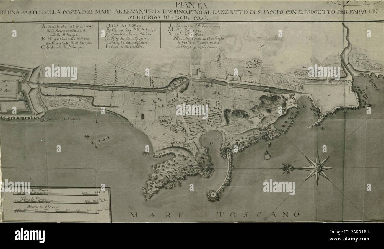 Old map of the city of Livorno, Italy 1920s Stock Photo - Alamy