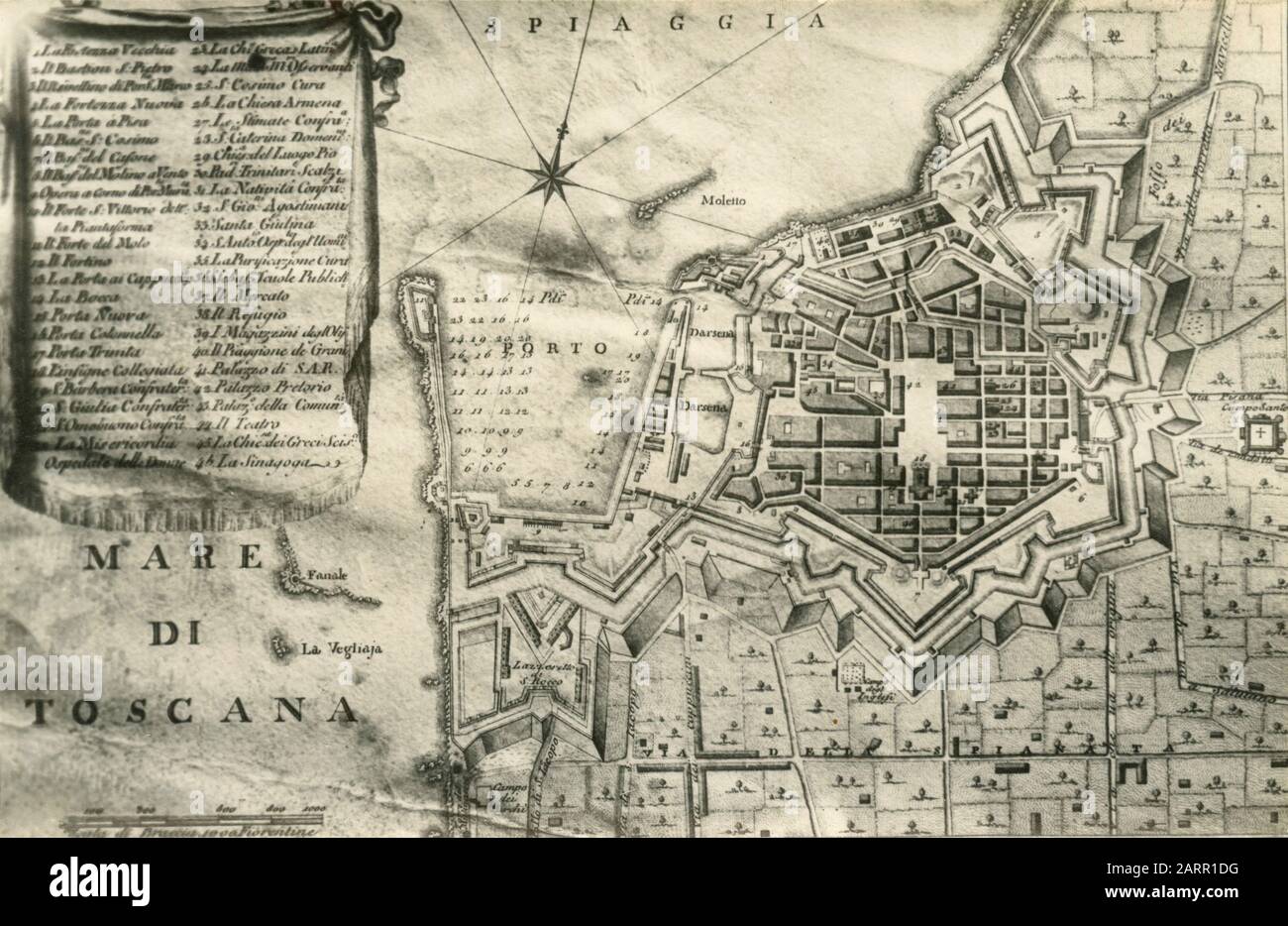 Old map of the city of Livorno, Italy 1920s Stock Photo - Alamy
