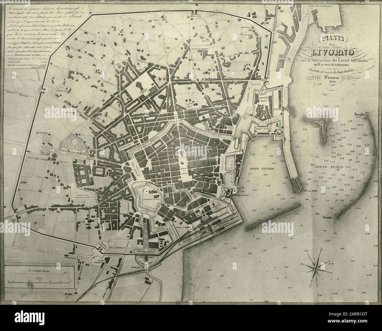 Old map of the city of Livorno, Italy 1920s Stock Photo - Alamy