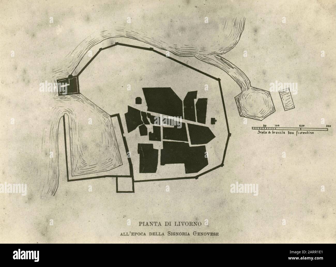 Old map of the city of Livorno, Italy 1920s Stock Photo - Alamy