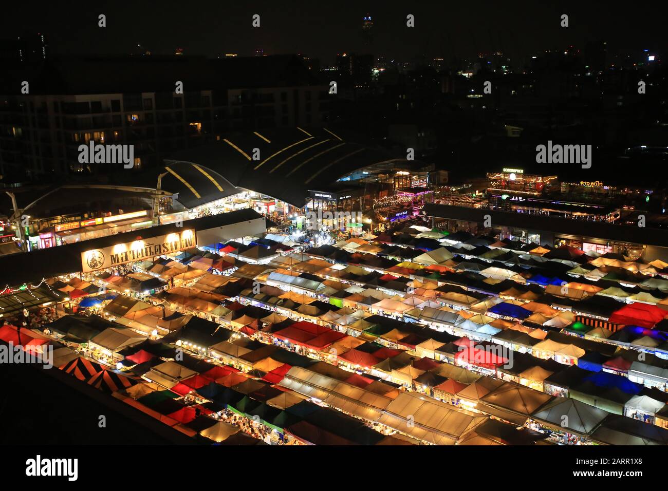 ratchada train market , night market in bangkok at night Stock Photo ...