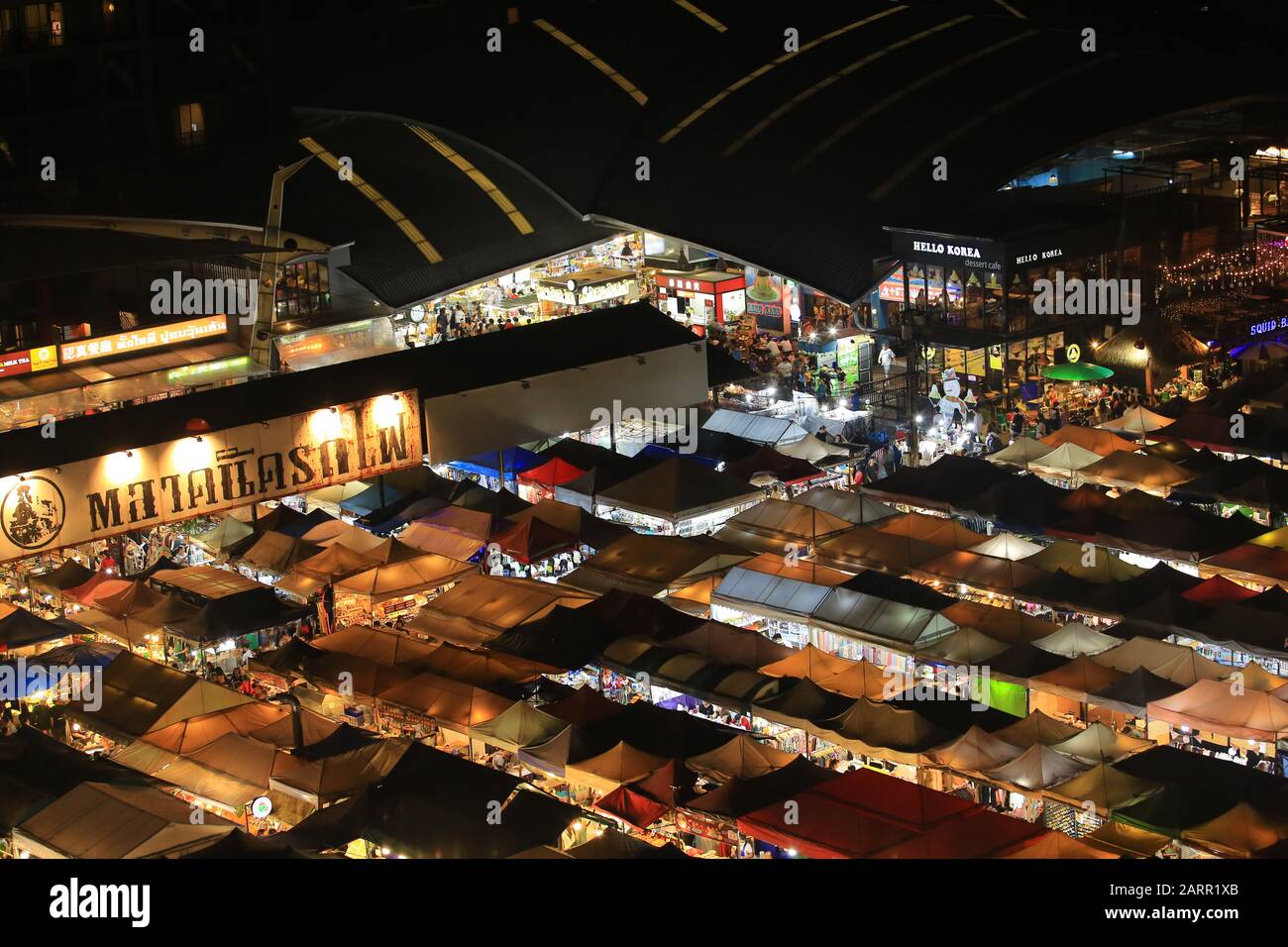 ratchada train market , night market in bangkok at night Stock Photo ...