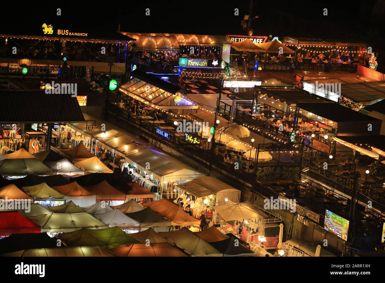 ratchada train market , night market in bangkok at night Stock Photo ...