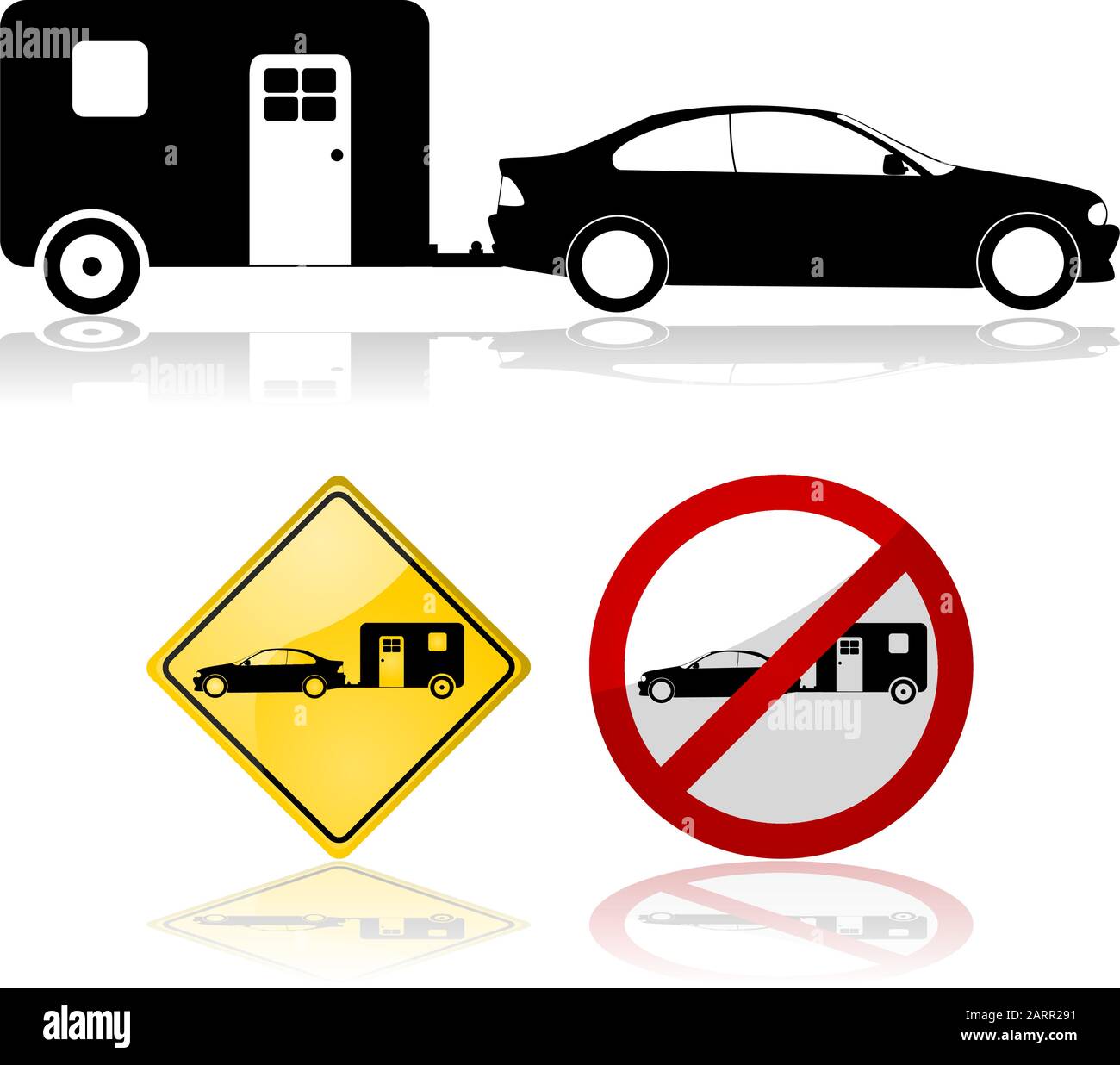 Icon illustration of a trailer attached to a car Stock Vector Image ...