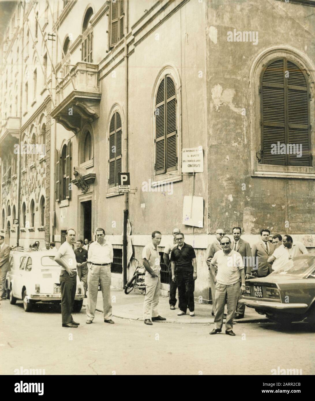 People in the street to protest, Rome, Italy 1970 Stock Photo - Alamy