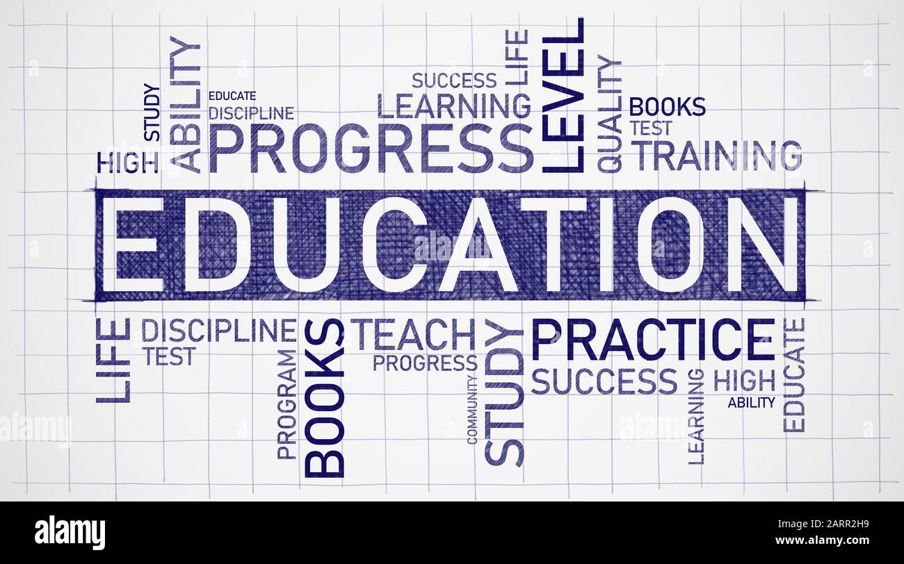 Education Wordcloud Concept Background With Words On Graph Paper Stock ...