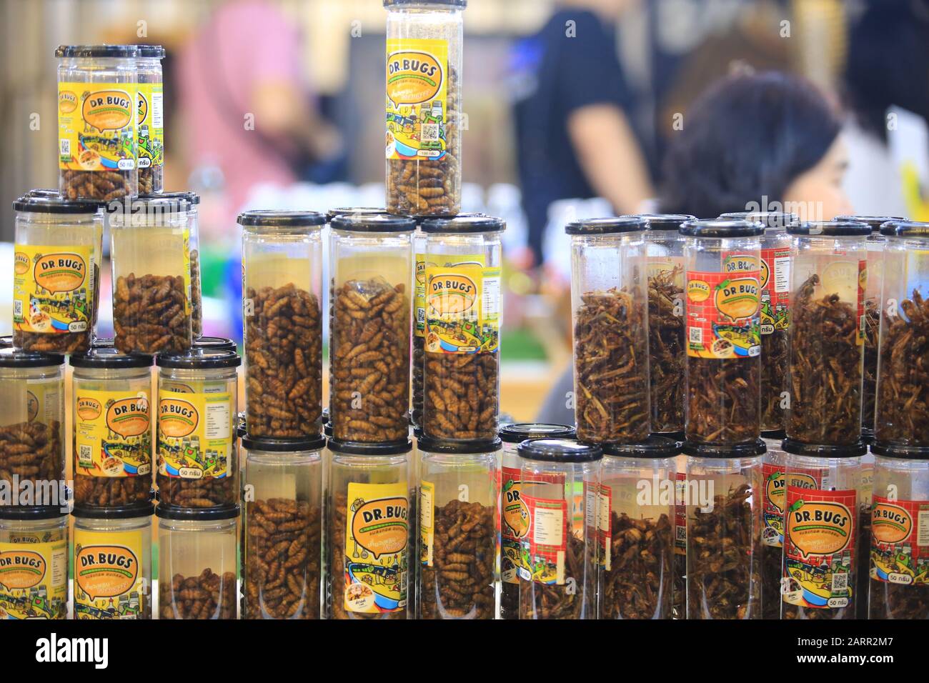 bangkok night market insect food Stock Photo - Alamy