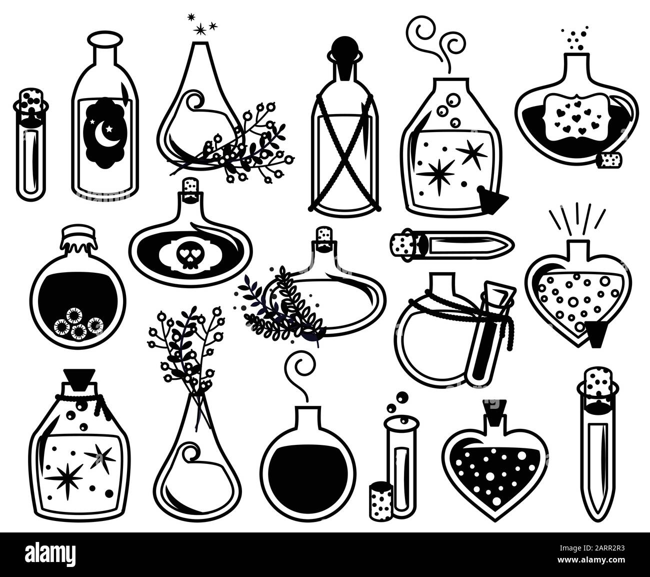 Vector Collection of Magical Potions and Bottles Stock Vector Image ...
