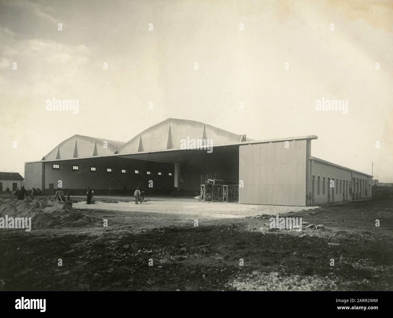 The hangar of the airport of Monserrato, Italy 1930s Stock Photo - Alamy