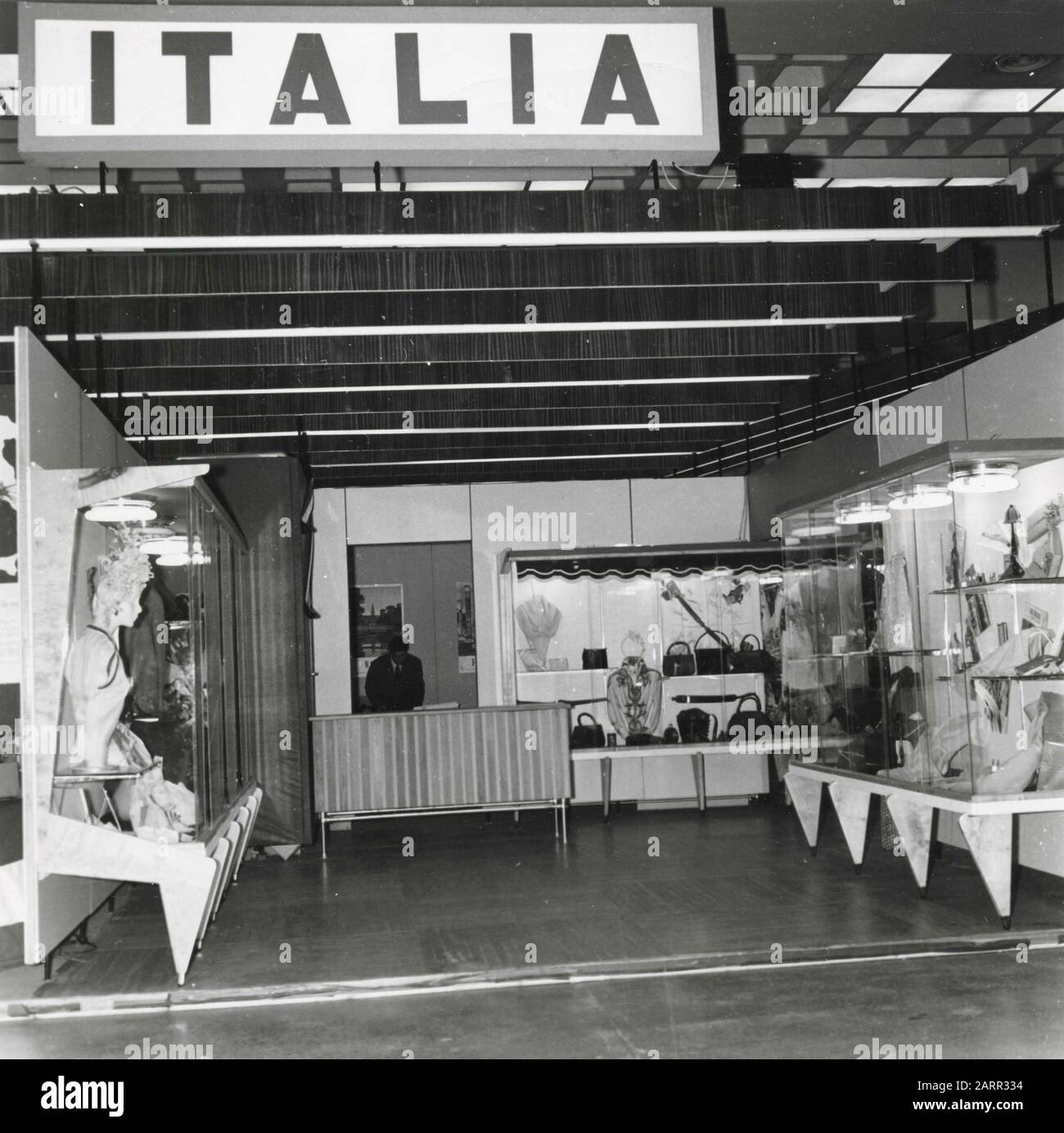Italian stand at an international fair, 1950s Stock Photo - Alamy