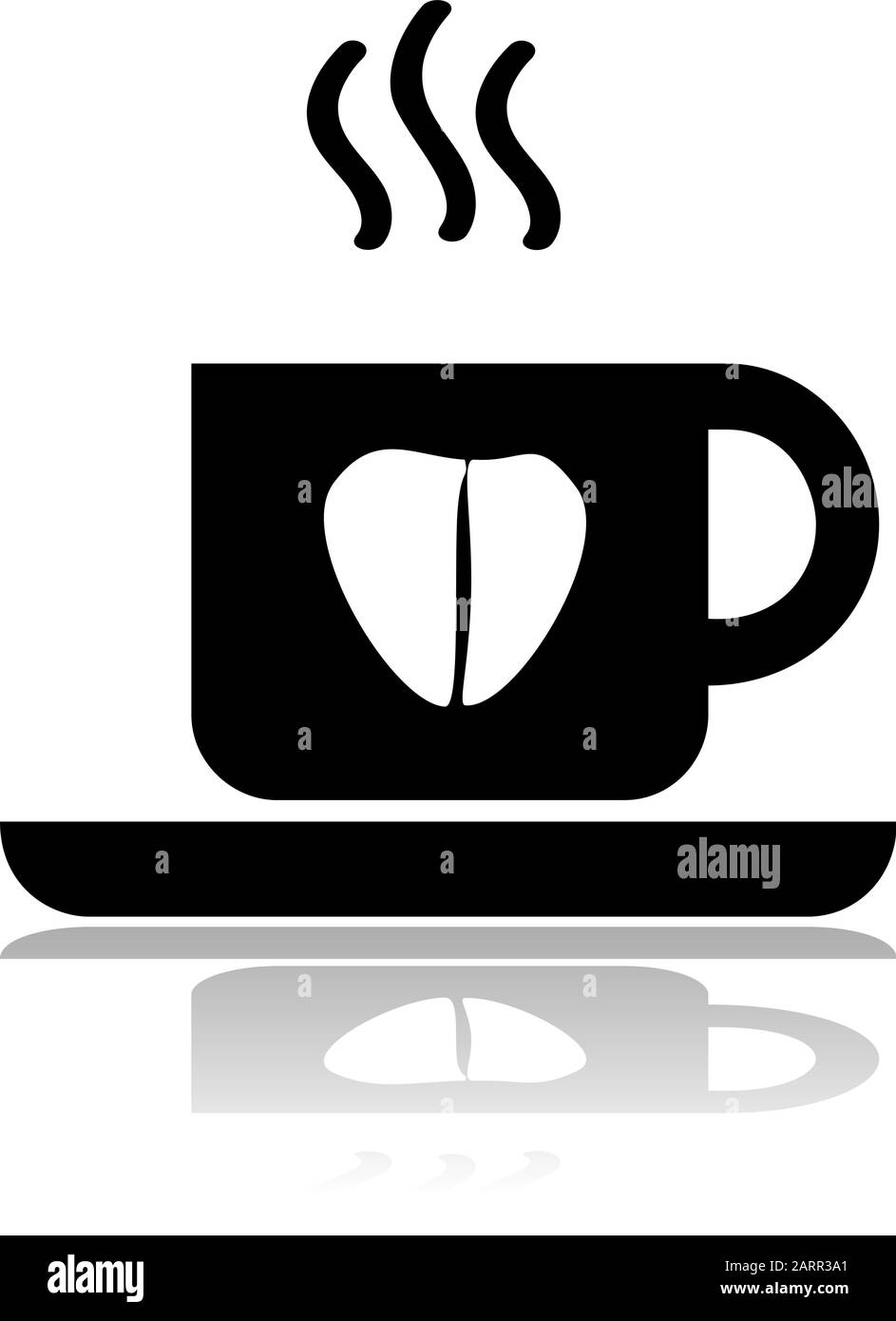Concept illustration showing a cup of coffee with a coffee bean shaped ...