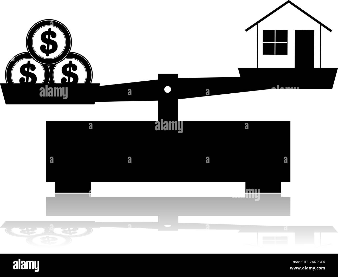 Concept illustration showing a scale balancing a house and its price ...