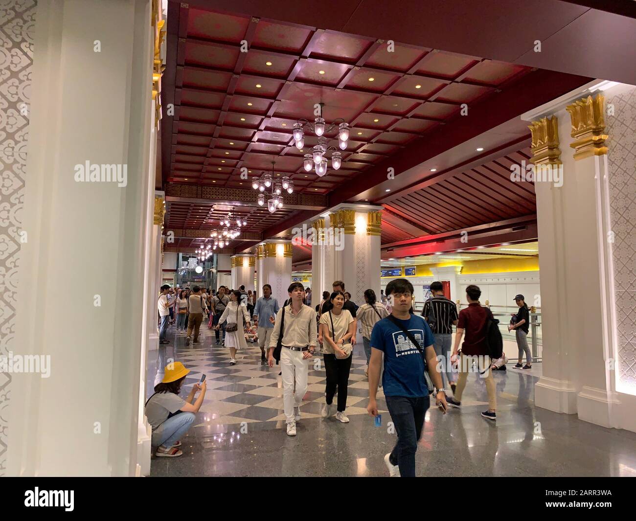 Bangkok / Thailand -30 December 2019: passengers walk through the MRT ...