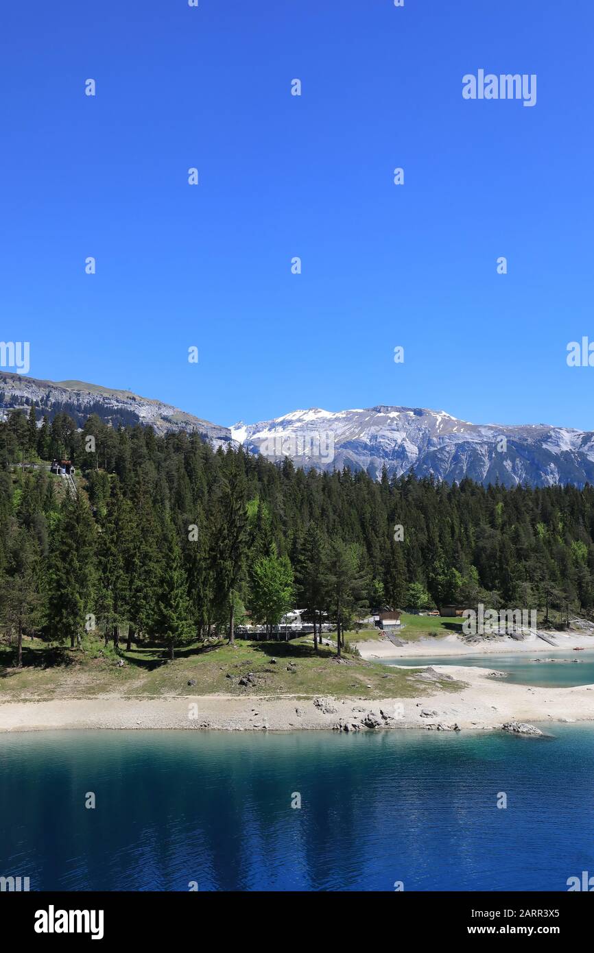 Beautiful Caumasee lake with clear fresh water near the village of ...