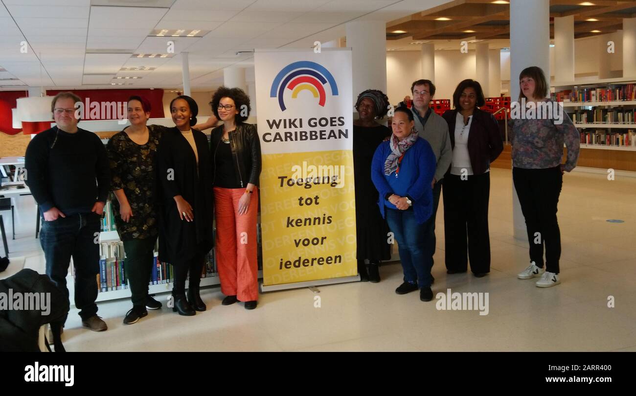Wiki Goes Caribbean working group with their new banner Stock Photo - Alamy