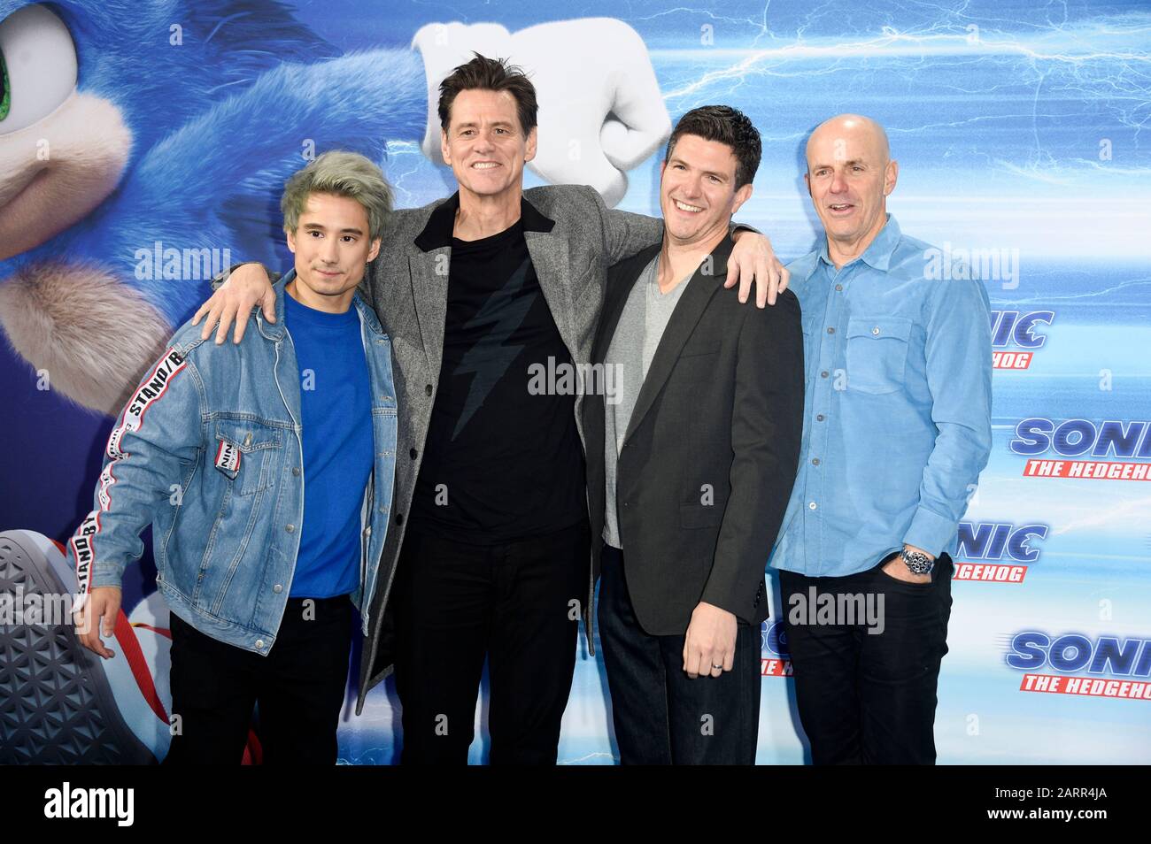 Julien Bam, Jim Carrey, Jeff Fowler and Neal H. Moritz at the 'Sonic ...