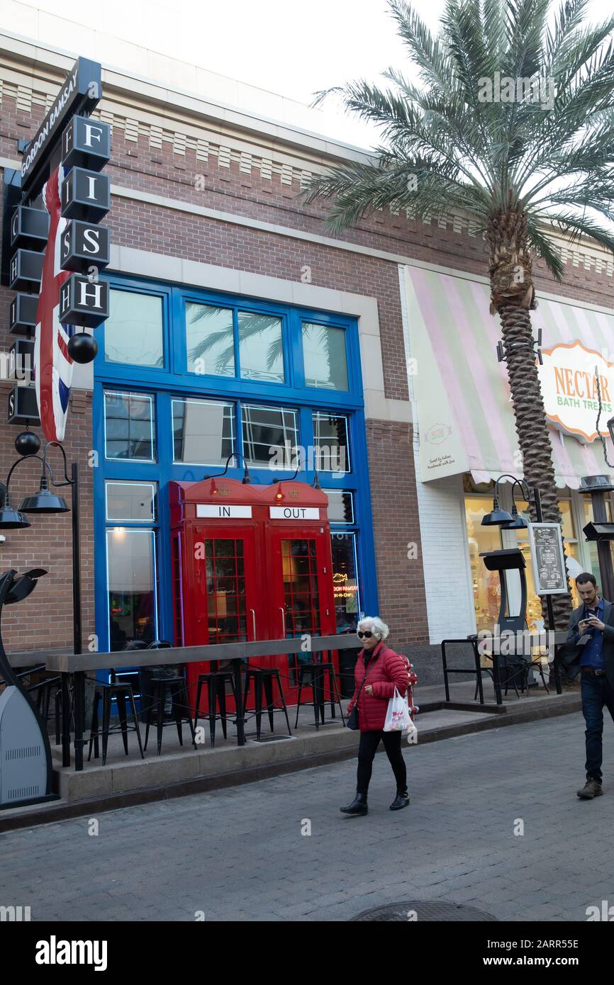 Iconic London Telephone box entrance and exit to Gordon Ramseys Fish ...