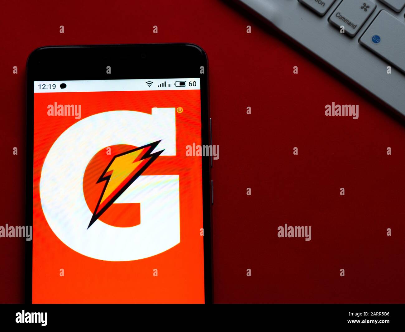 In this photo illustration a Gatorade logo seen displayed on a ...