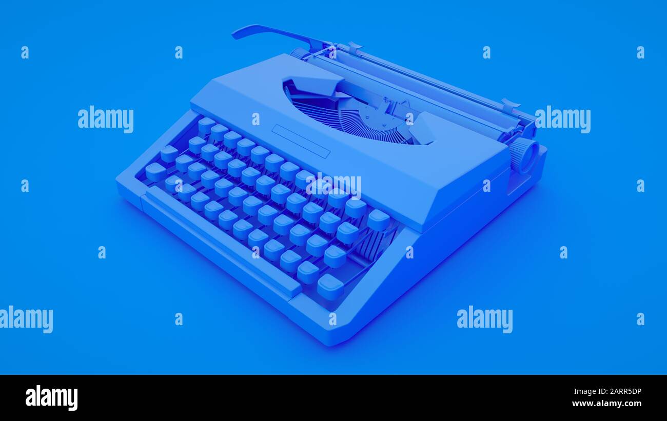 Typing Machine on Blue Background, 3d illustration Stock Photo - Alamy