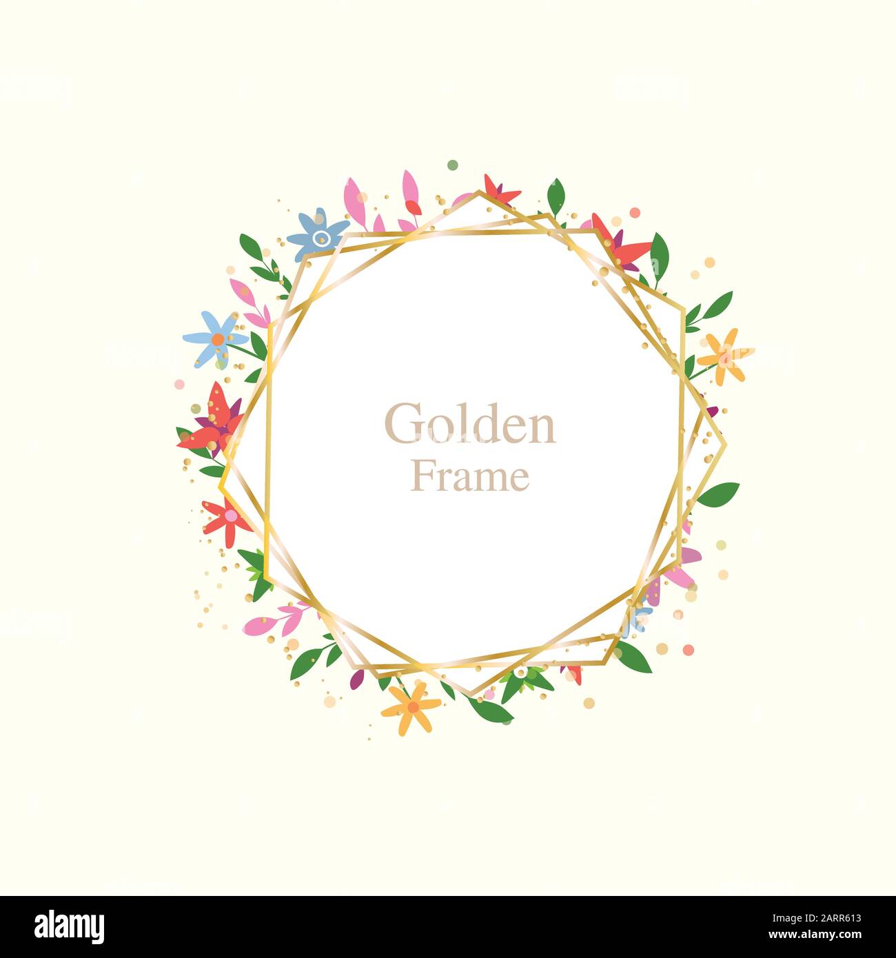 Flowers geometric polygonal frame. Vintage art decors. Elegant, trendy ...