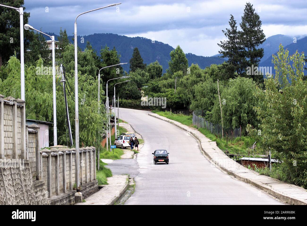 An Almost Empty Street in Thimpu Bhutan Stock Photo - Alamy
