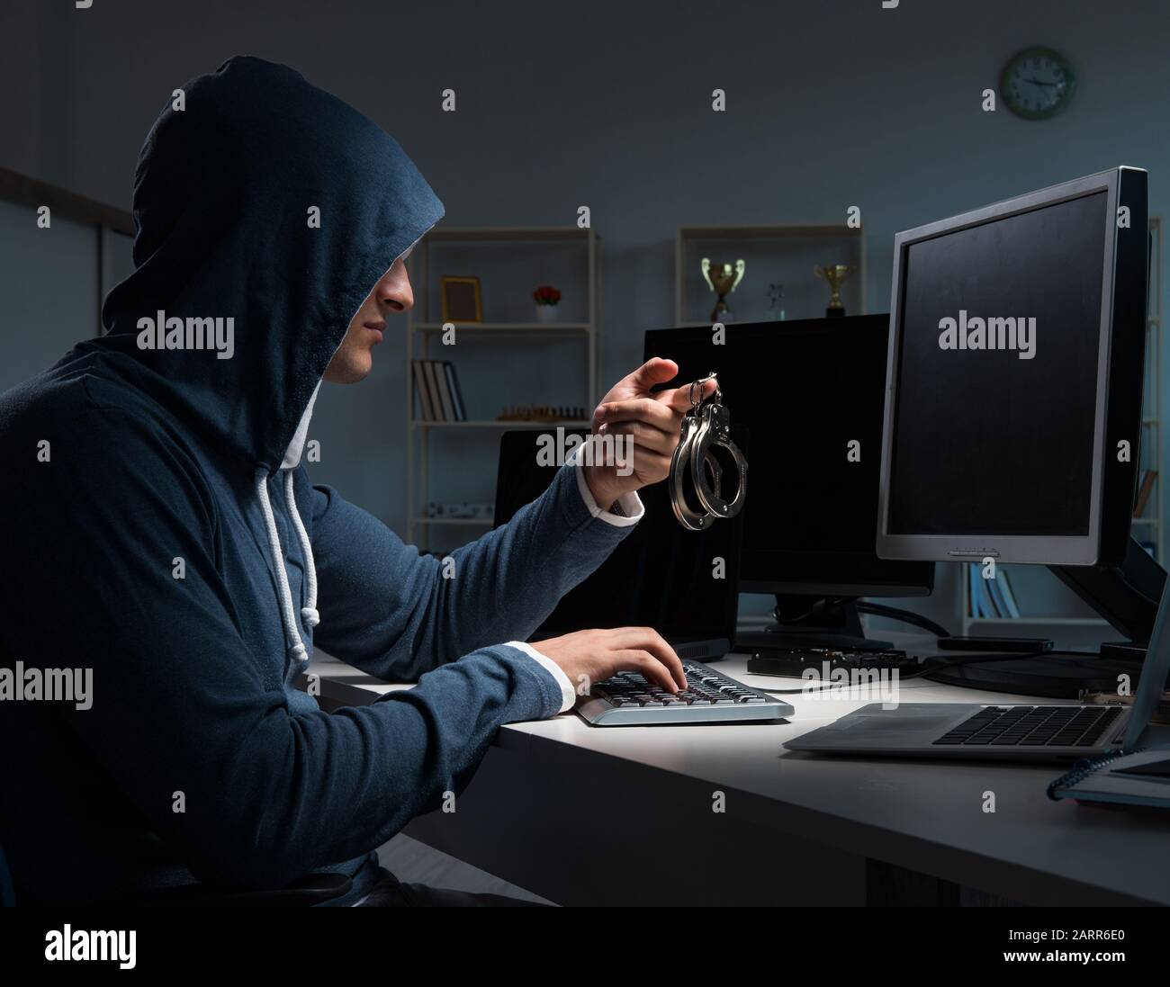 The hacker hacking computer at night Stock Photo - Alamy
