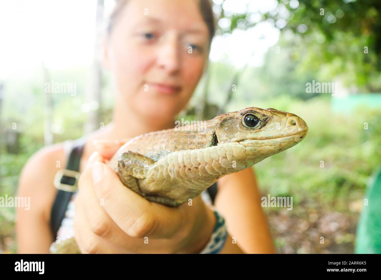 Woman holding a snake hi-res stock photography and images - Alamy