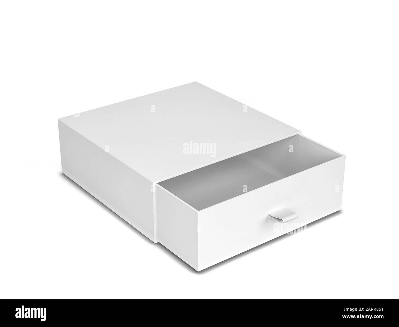 Blank drawer type box mockup. 3d illustration isolated on white ...