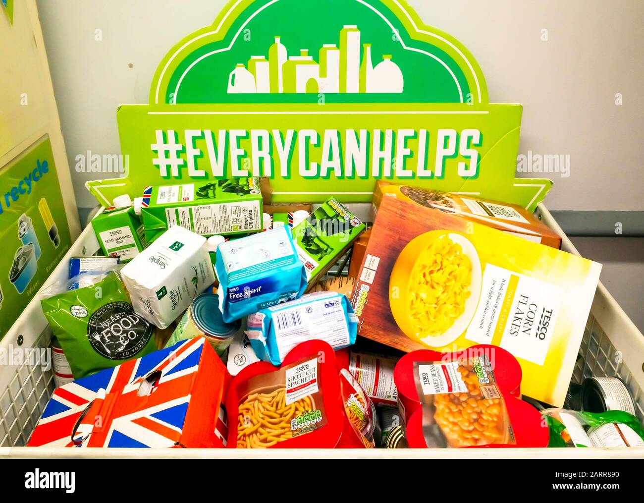 Donation box in a Supermarket to permit customers to donate food which ...