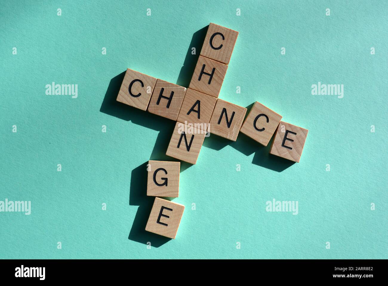Chance and Change, 3d wooden alphabet letters in crossword form on a ...