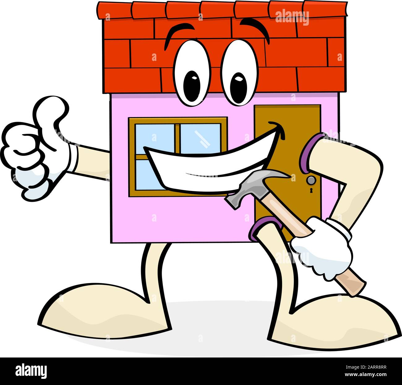 Cartoon illustration showing a house with arms, legs and face carrying ...
