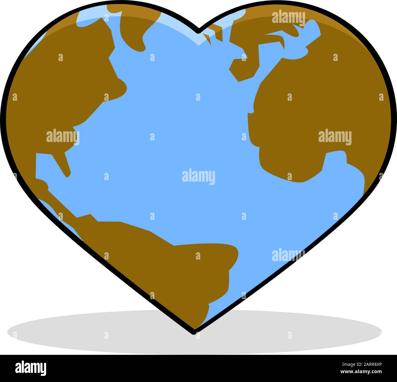 Concept cartoon illustration showing planet Earth shaped like a heart ...
