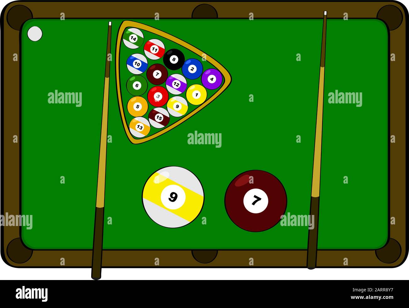 Concept illustration showing a pool table with the word pool made up by ...