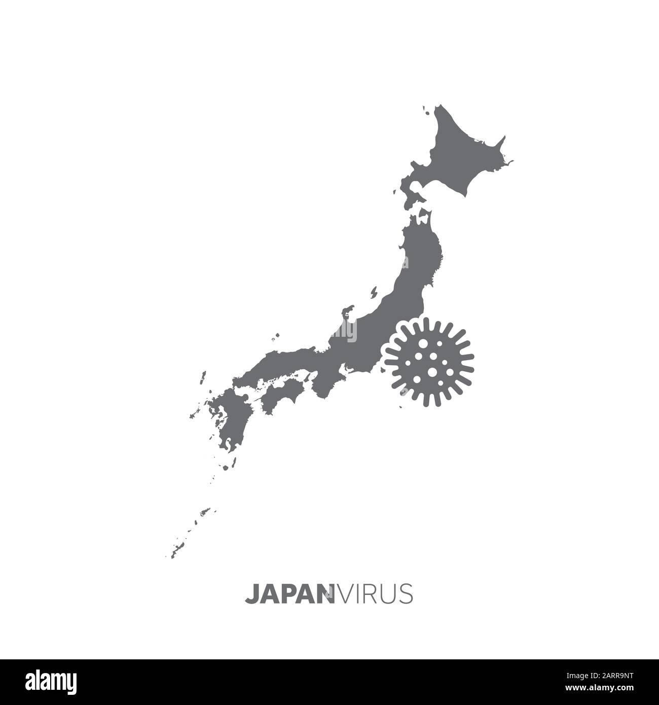 Japan map with a virus microbe. Illness and disease outbreak Stock ...