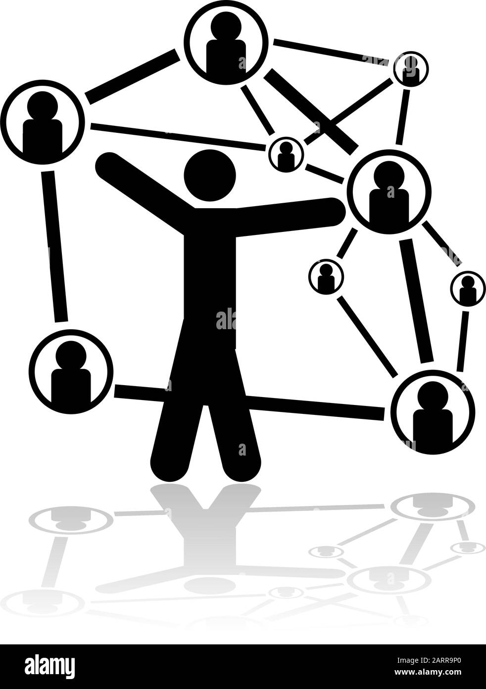 Concept illustration showing a person handling different people ...