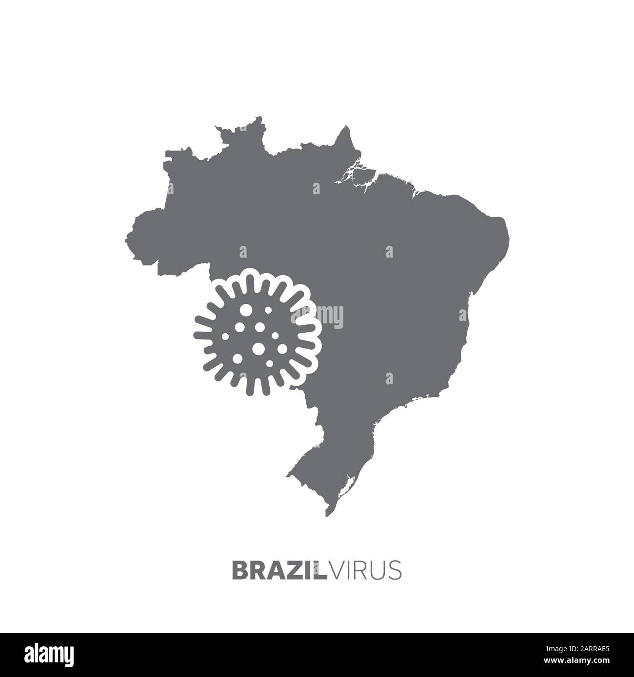 Brazil map with a virus microbe. Illness and disease outbreak Stock ...