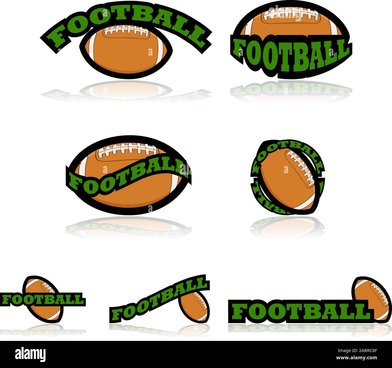 Icon set showing an American football combined with different ...