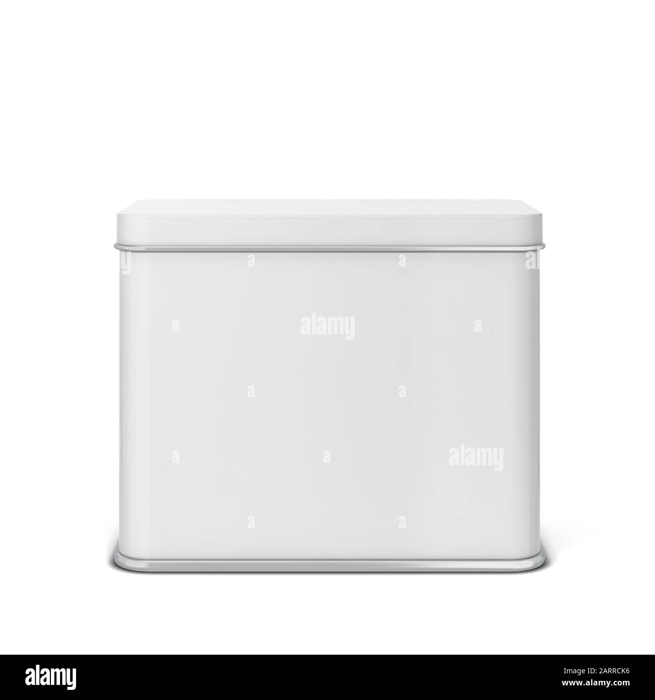 Rectangular tin can for tea or coffee. 3d illustration isolated on ...
