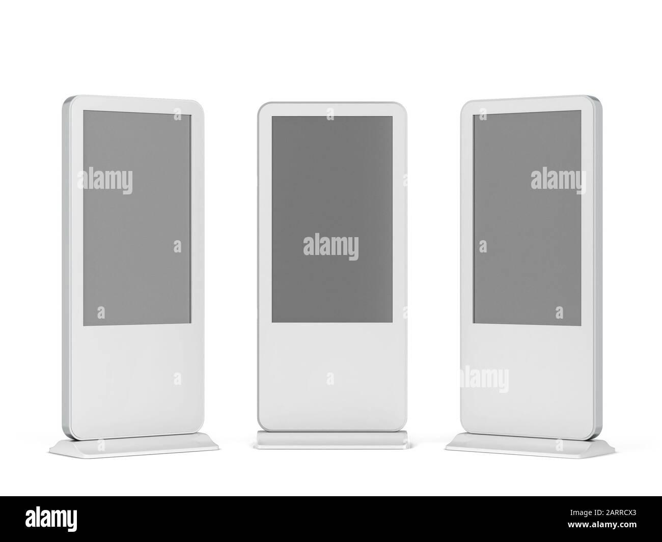 Digital screen display stand. 3d illustration isolated on white ...