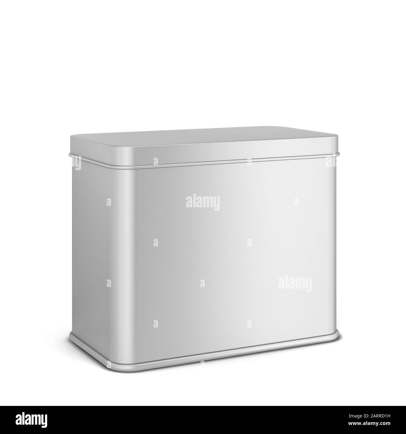 Rectangular tin can for tea or coffee. 3d illustration isolated on ...