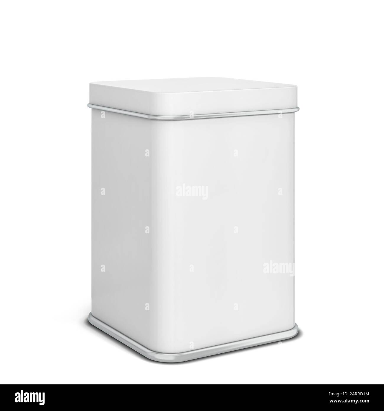 Rectangular tin can for tea or coffee. 3d illustration isolated on ...