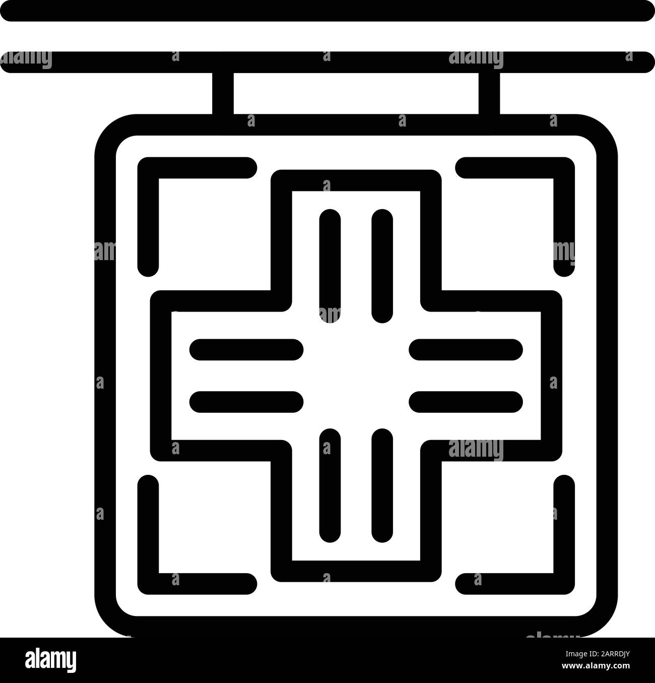 Electric sign medical cross icon, outline style Stock Vector Image ...