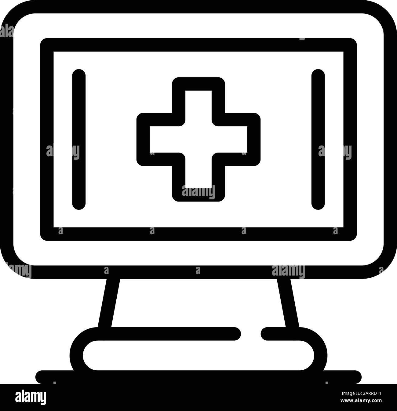 Medical cross on the monitor icon, outline style Stock Vector Image ...